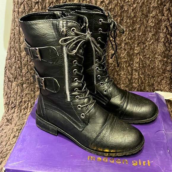 Madden Girl | Shoes | Madden Girl Zooloo Black Pari Tall Lace Up Boots ...